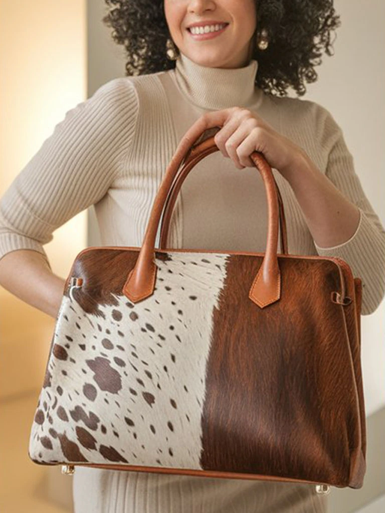 Luxury Handmade Cowhide Tote Bag for Women – Natural Genuine Leather ...